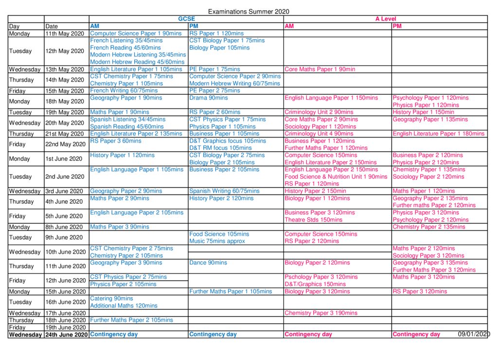 Exam Dates - Yateley School
